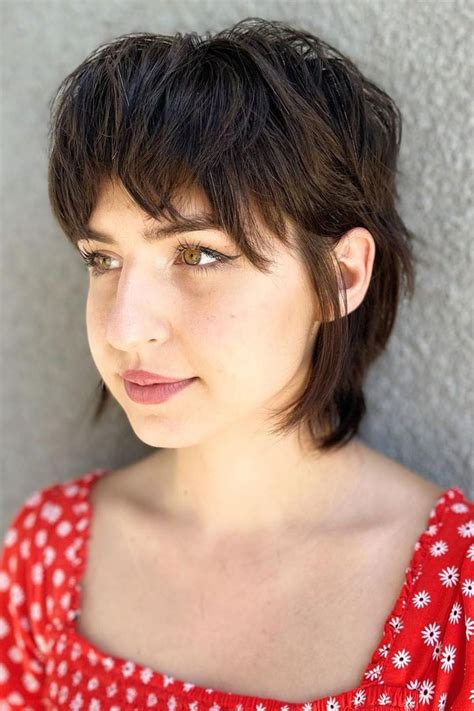 35 Short Shag Haircuts To Add Texture Soft Layered Shag With Fringe