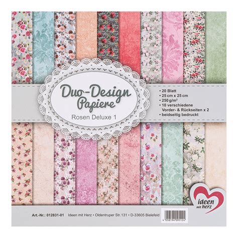 Duo Design Papiere Rosen Deluxe 1 Beidseitig Bedruckt 25cm X 25cm