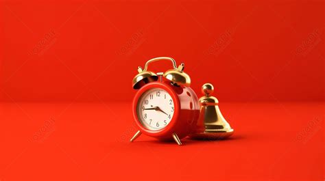 3d 그림 작은 트윈 벨 알람 시계 복제가 포함된 생생한 빨간색 배경 작은 배경 알람 벨 배경 빨간색 배경 이미지 Hd 작은 알람 벨 빨간색 배경 사진 무료