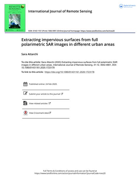 Pdf Extracting Impervious Surfaces From Full Polarimetric Sar Images