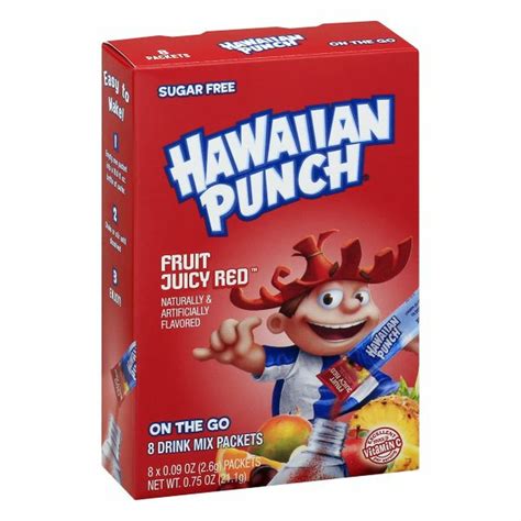 Hawaiian Punch Drink Mix Packets Sugar Free Fruit Juicy Red On The