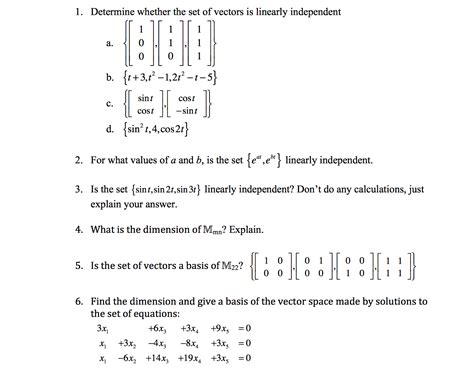 solved determine whether the set of vectors is linearly