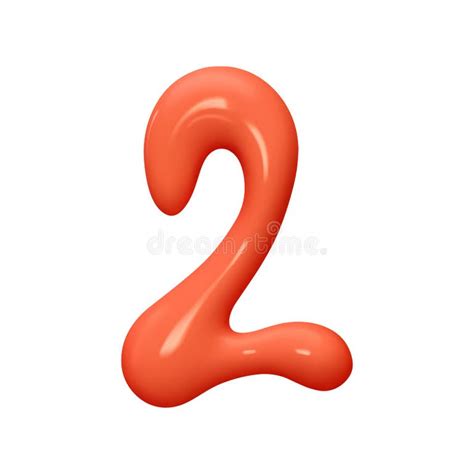 Number 2 Two Number Sign Red Color Realistic 3d Design In Cartoon