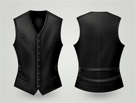 Black Vest Jacket Template Front And Back View Premium Ai Generated Image