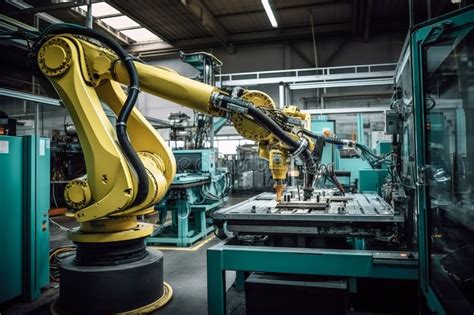 Robotic Arm Working On Assembly Line In Factory Industry 40 Concept Stock Illustration