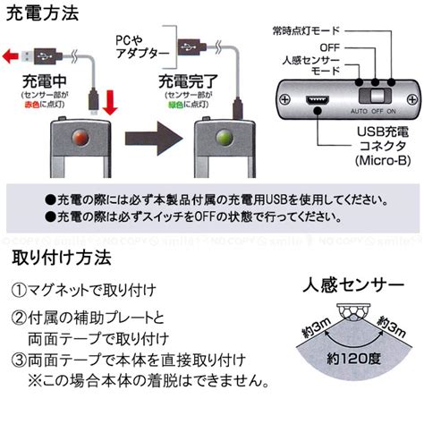 【楽天市場】人感センサーモード搭載 Usb充電式ledマグネットライトバー 30714 Ledライト 照明 超スリム Usb 充電式