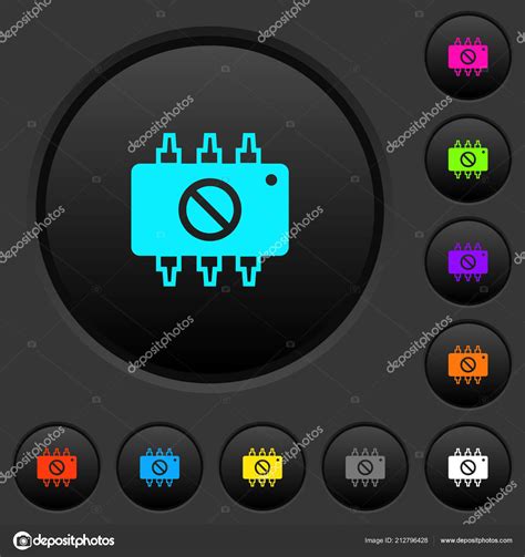 Hardware Disabled Dark Push Buttons Vivid Color Icons Dark Grey Stock