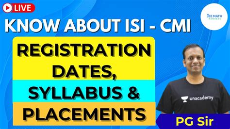 Know About Isi Cmi Registration Dates Syllabus And Placements Jee Math Ranker Pg Youtube