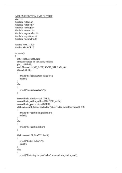 Solution Single Server Multiclient Implemenation Using Socket