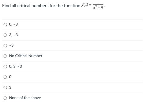 Solved Find All Critical Numbers For The Function Chegg