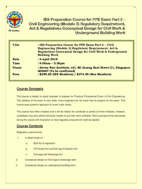 Fillable Online Civil Engineering Module 3 Regulatory Requirement