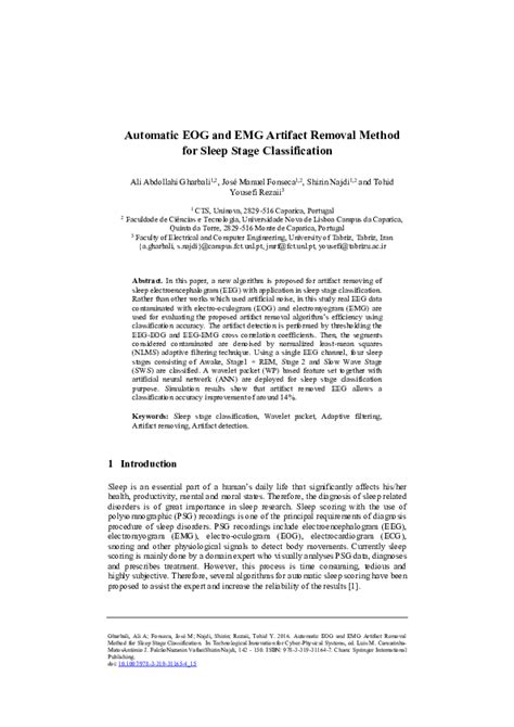 Pdf Automatic Eog And Emg Artifact Removal Method For Sleep Stage