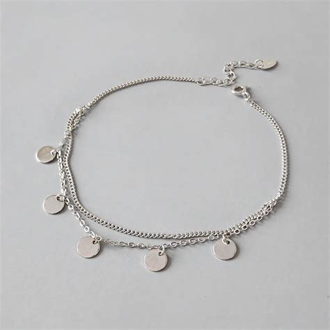 925 Sterling Silver Double Layer Anklets Handmade Diy Double Layer