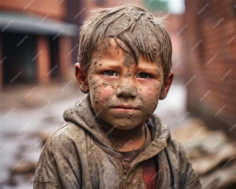 Premium Ai Image A Young Boy With Mud On His Face