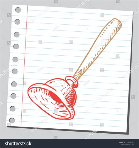 Toilet Plunger Sketch Style Drawing เวกเตอร์สต็อก ปลอดค่าลิขสิทธิ์