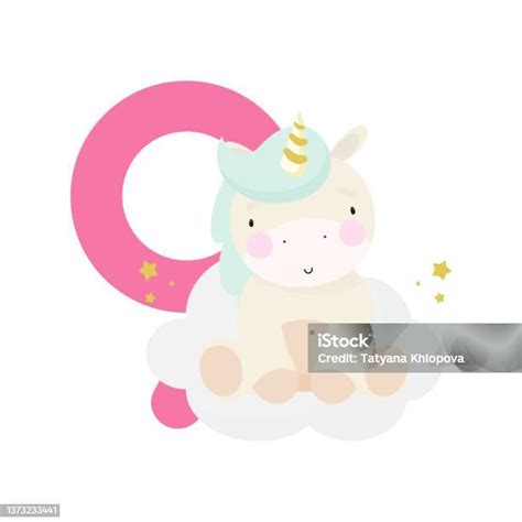 생일 파티 인사말 카드 파티 초대장 귀여운 매직 유니콘과 비문 아홉 아이 일러스트 만화 스타일의 벡터 일러스트레이션 0명에 대한