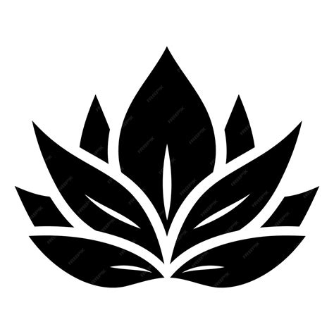 Simple Black And White Lotus Flower Symbol Premium Ai Generated Vector
