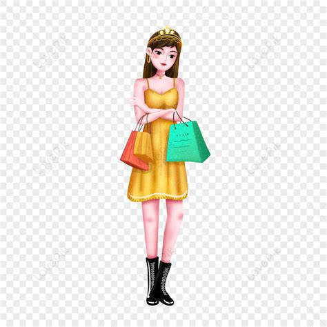 쇼핑 가방을 들고 여자 Png 일러스트 무료 다운로드 Lovepik