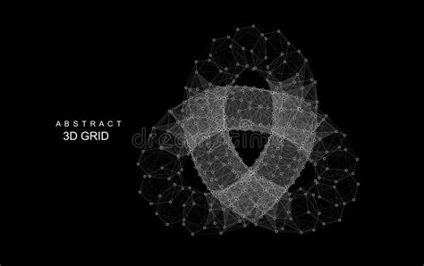 Abstract 3d Grid Torus Knot From Dots And Lines Primitive Object 3d Technology Design Stock
