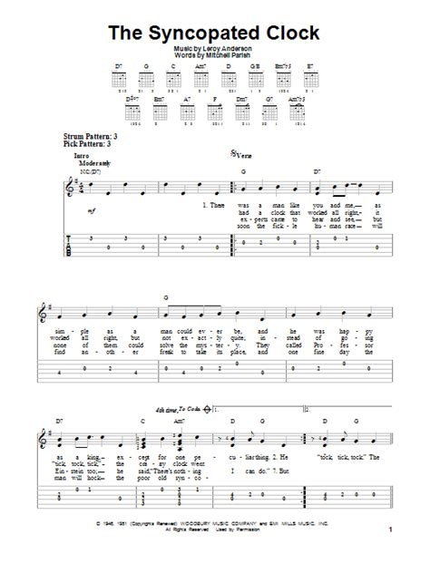The Syncopated Clock By Leroy Anderson Easy Guitar Tab Guitar