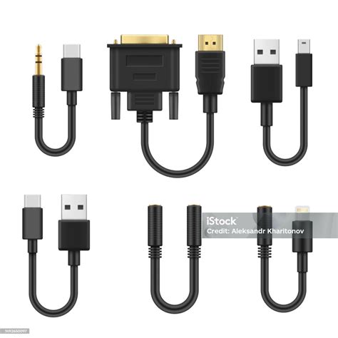 Кабели Адаптеры Черные Гибкие Провода С Usb Разные Типы Разъемов Электронные Зарядные Устройства