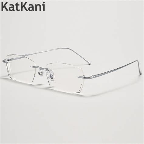 Pure Titanium Frameless Glasses Frame With Cut Edges Ultra Light And