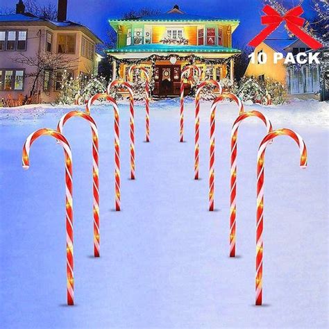 10 Stuks Kerstlichtketting Met Ledzuurstokken Rood En Wit