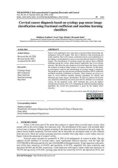 Pdf Automated Cervical Cancer Diagnosis Via Pap Smear Image Analysis