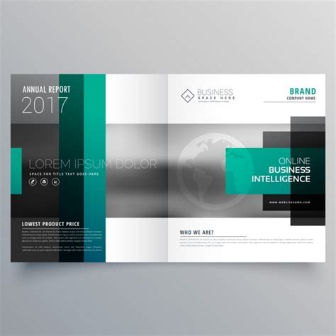 Free Vector Leaflet With Two Leaves And Geometric Shapes