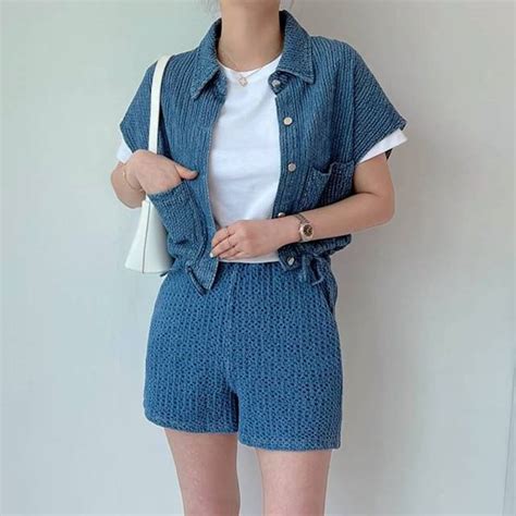 비비안느 여름 진청 크롭 숏 청 조끼 자켓