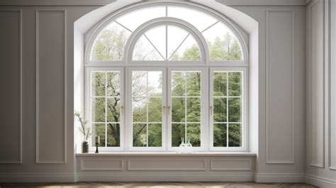 3d illustration of arched window in living room background new window