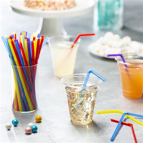 Flexible Drinking Straws Plastic Disposable Bendy Straws 1000 Pcs