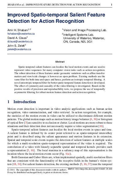 Pdf Improved Spatio Temporal Salient Feature Detection For Action