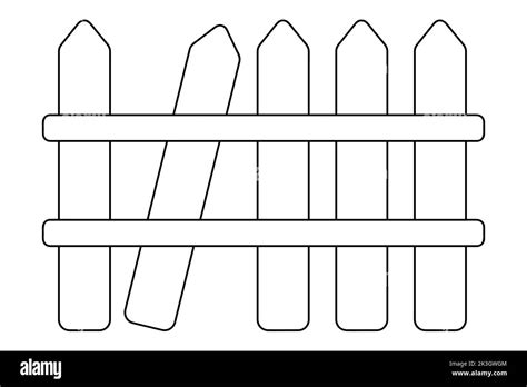 Fence Wooden Fence Vector Illustration Outline On An Isolated White