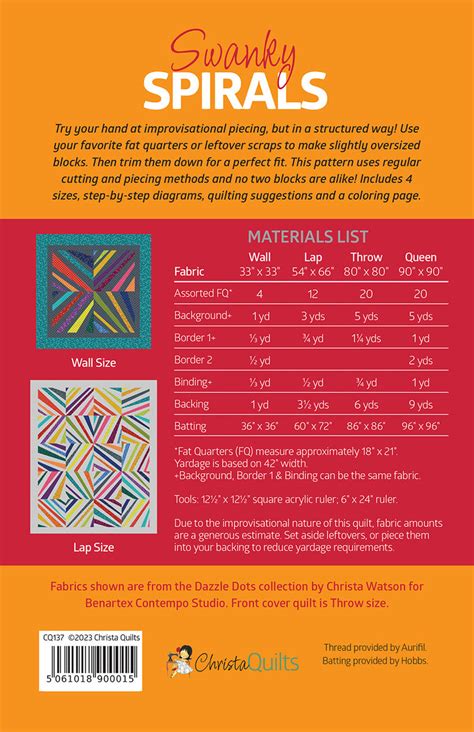 Swanky Spirals Quilt Pattern Quilting Books Patterns And Notions