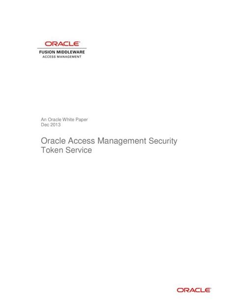 Pdf Oracle Access Management Security Token Service Dokumentips