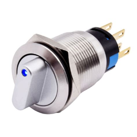 2 Position 19mm Stainless Steel Selector Rotary Switch For Ship
