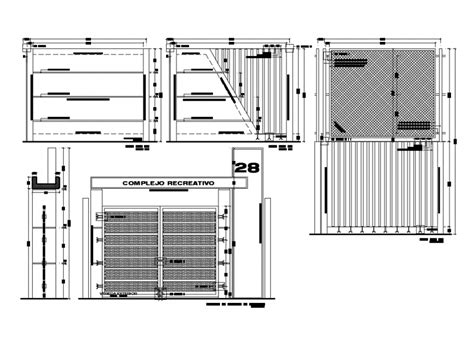 Metallic Gate With Fence Construction Autocad Dwg File