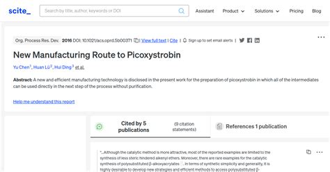 New Manufacturing Route To Picoxystrobin