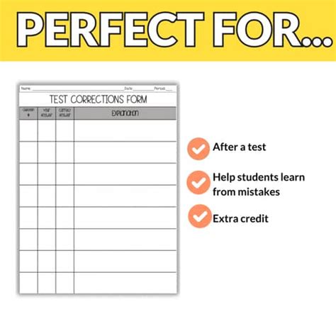 Editable Test Corrections Form Multiple Options Tpt