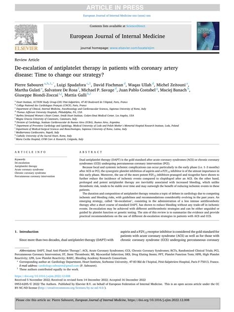 Pdf De Escalation Of Antiplatelet Therapy In Patients With Coronary