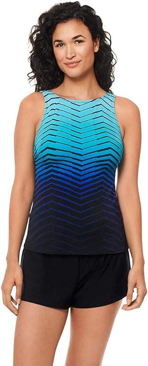 Reebok Womens Swimwear Sport Fashion Prime Performance High Neck Tankini Bathing