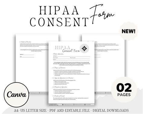 Editable Hipaa Consent Form Template Printable Hipaa Compliance
