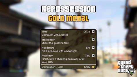 Gta 5 Repossession Gold Medal Youtube