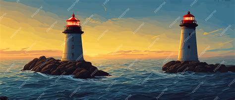Premium Ai Image Illumination From The Lighthouse From Mainland Moon