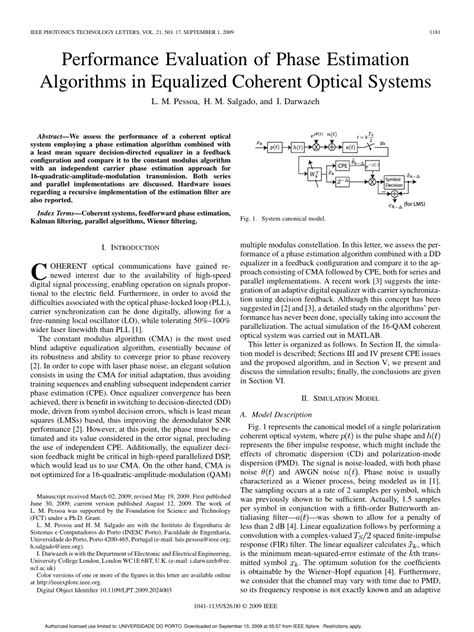 pdf performance evaluation of phase estimation algorithms in