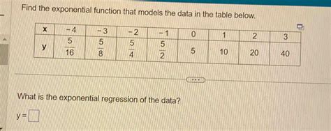 solved find the exponential function that models the data in the table