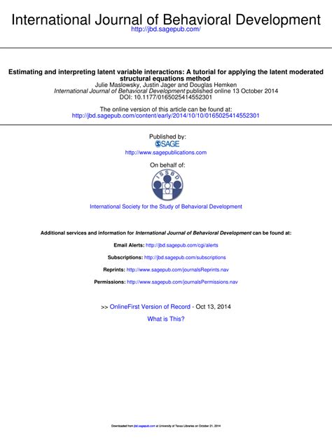 Pdf Estimating And Interpreting Latent Variable Interactions