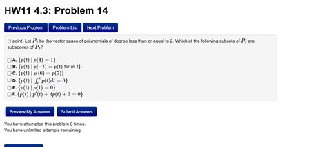 solved 1 point let p2 be the vector space of polynomials