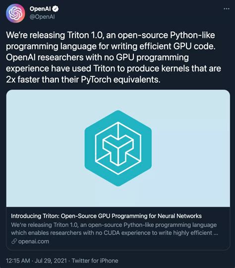 in the world of cuda openai open source gpu programming language